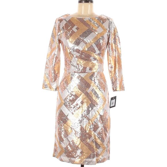 MARINA | Dresses | New Marina Sz 6 Geometric Sequin Sheath Cocktail ...